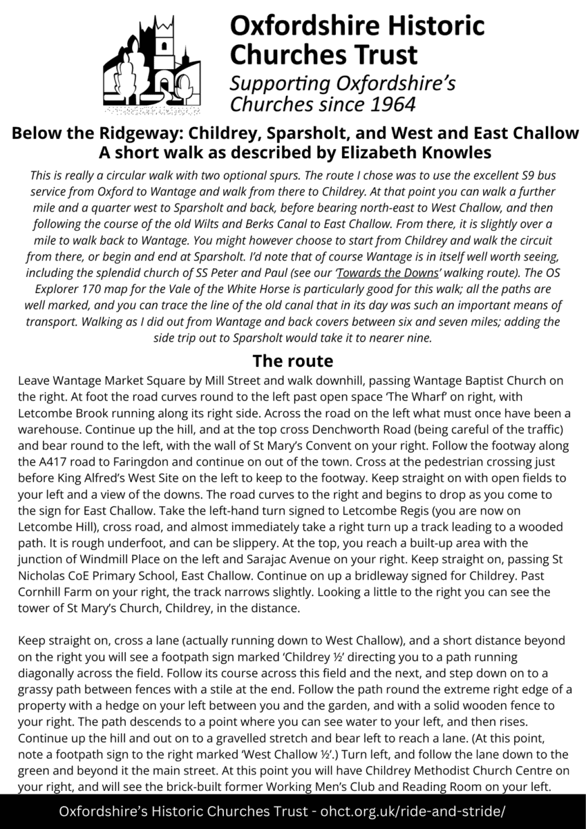 Below the Ridgeway: Childrey, Sparsholt, and West and East Challow ...