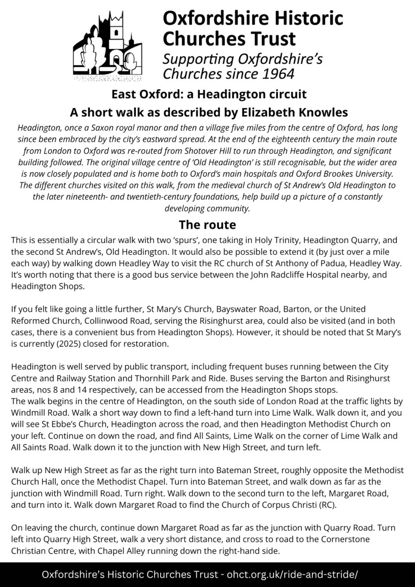 East Oxford: a Headington circuit - Oxfordshire Historic Churches Trust